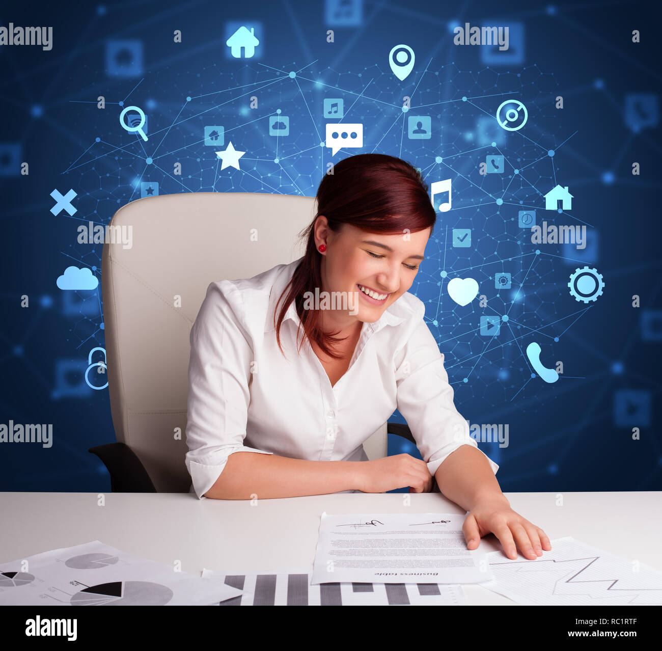 Secretary work with office and multitask concept Stock Photo - Alamy