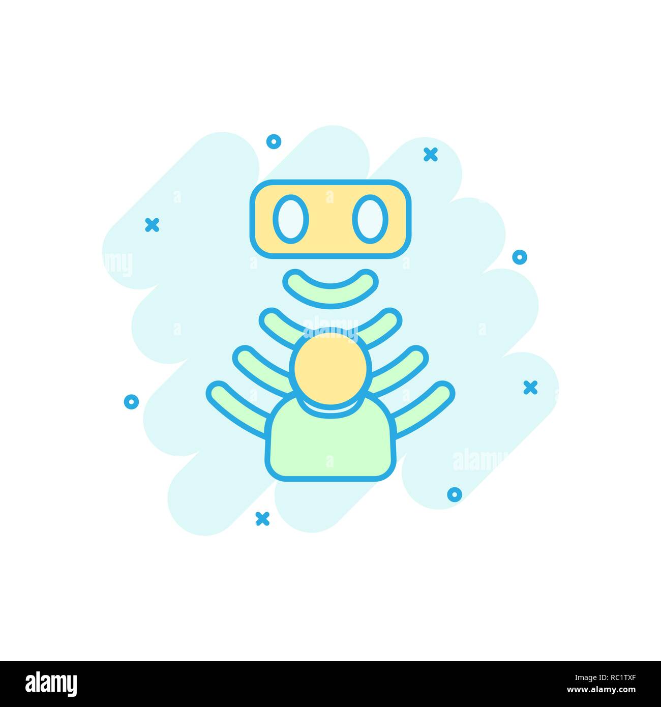 Motion sensor icon in comic style. Sensor waves with man vector cartoon ...