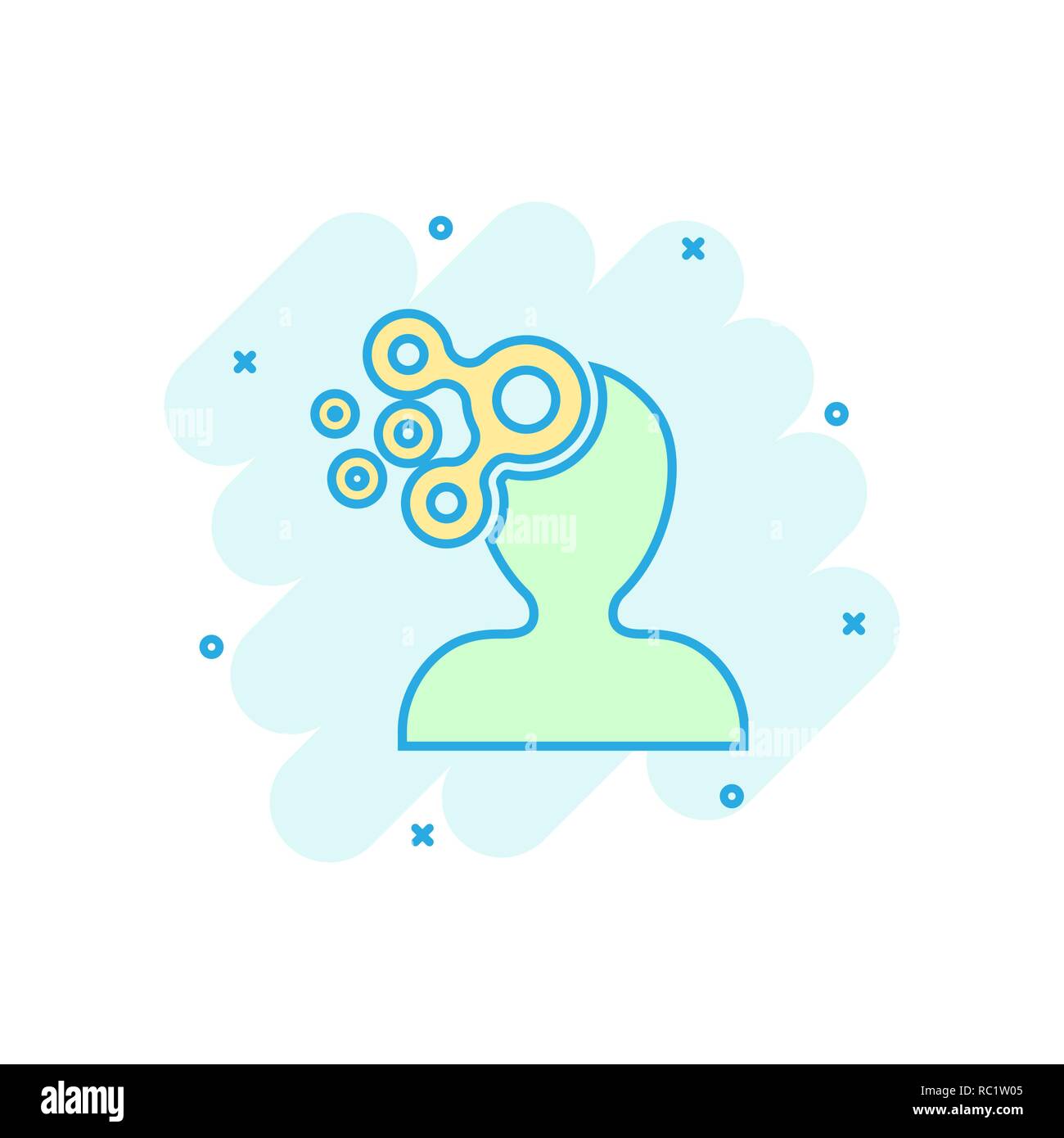 Mind people icon in comic style. Human frustration vector cartoon ...