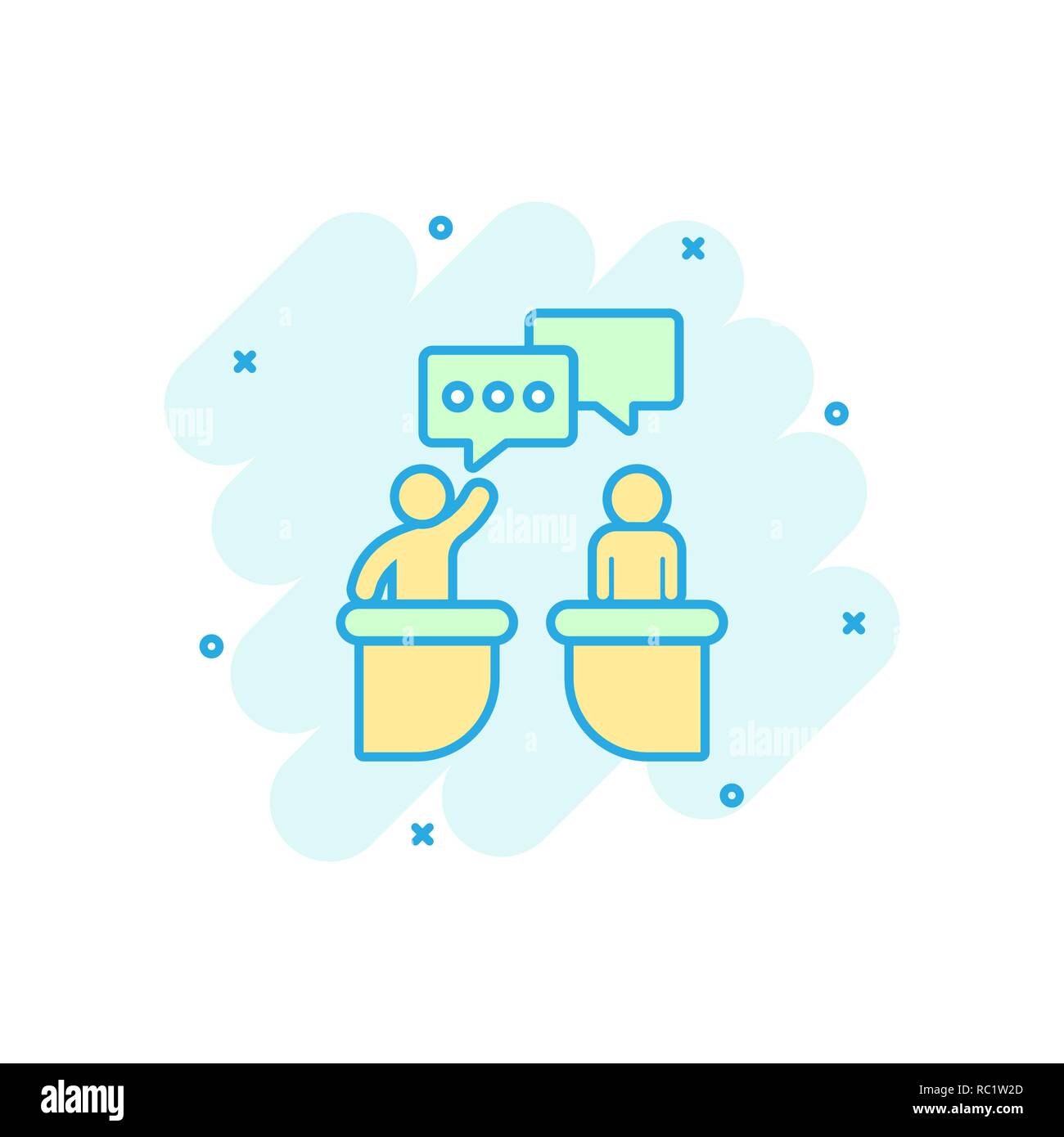 Politic debate icon in comic style. Presidential debates vector cartoon ...
