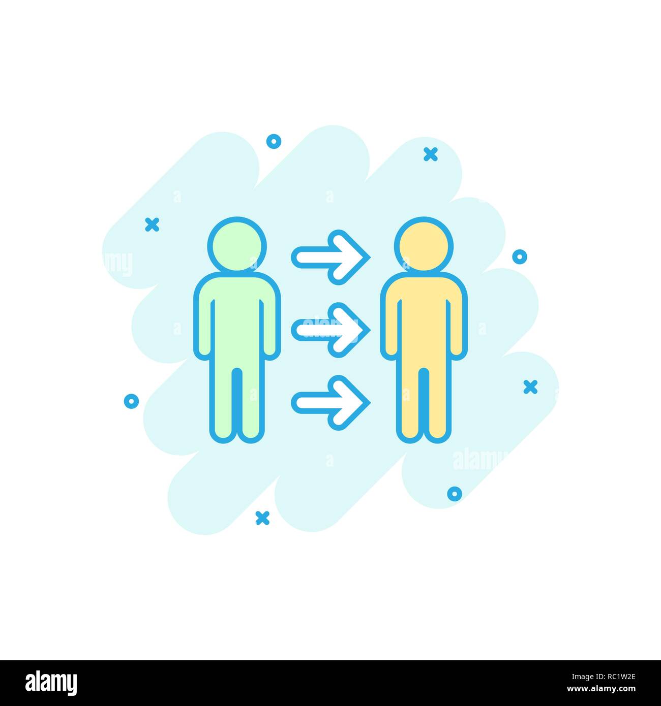 People referral icon in comic style. Business communication vector ...
