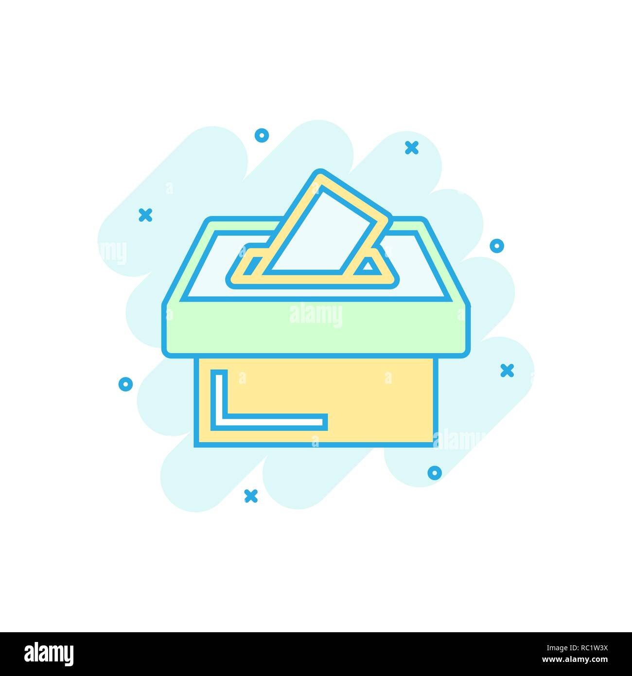 Election voter box icon in comic style. Ballot suggestion vector ...