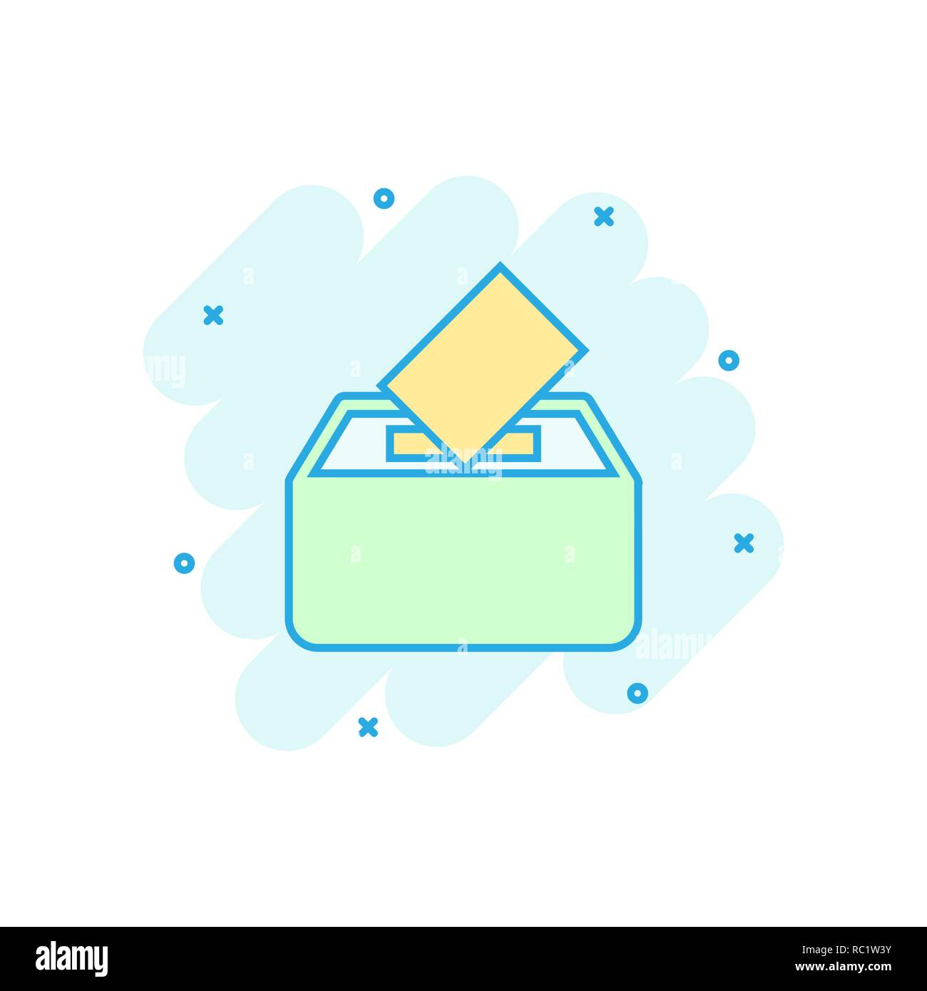 Election voter box icon in comic style. Ballot suggestion vector ...