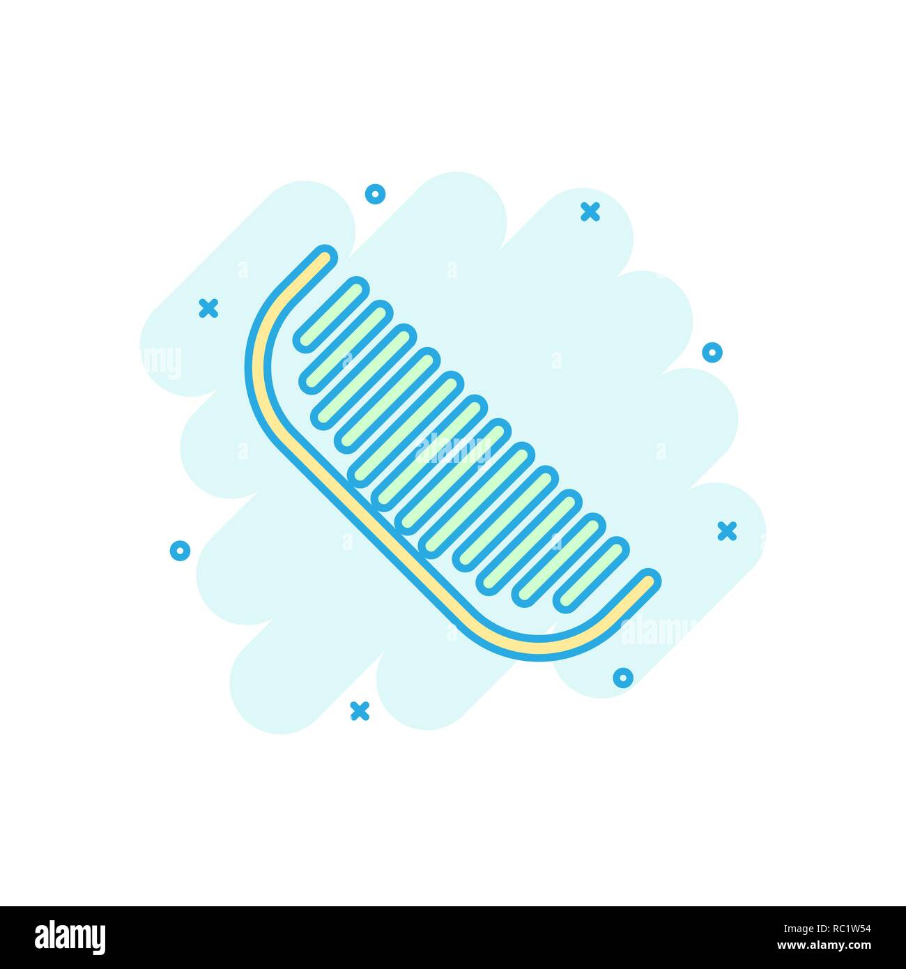 Hair brush icon in comic style. Comb accessory vector cartoon ...
