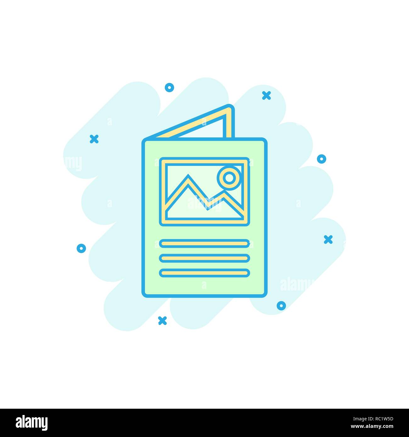 Flyer leaflet icon in comic style. Brochure sheet vector cartoon ...