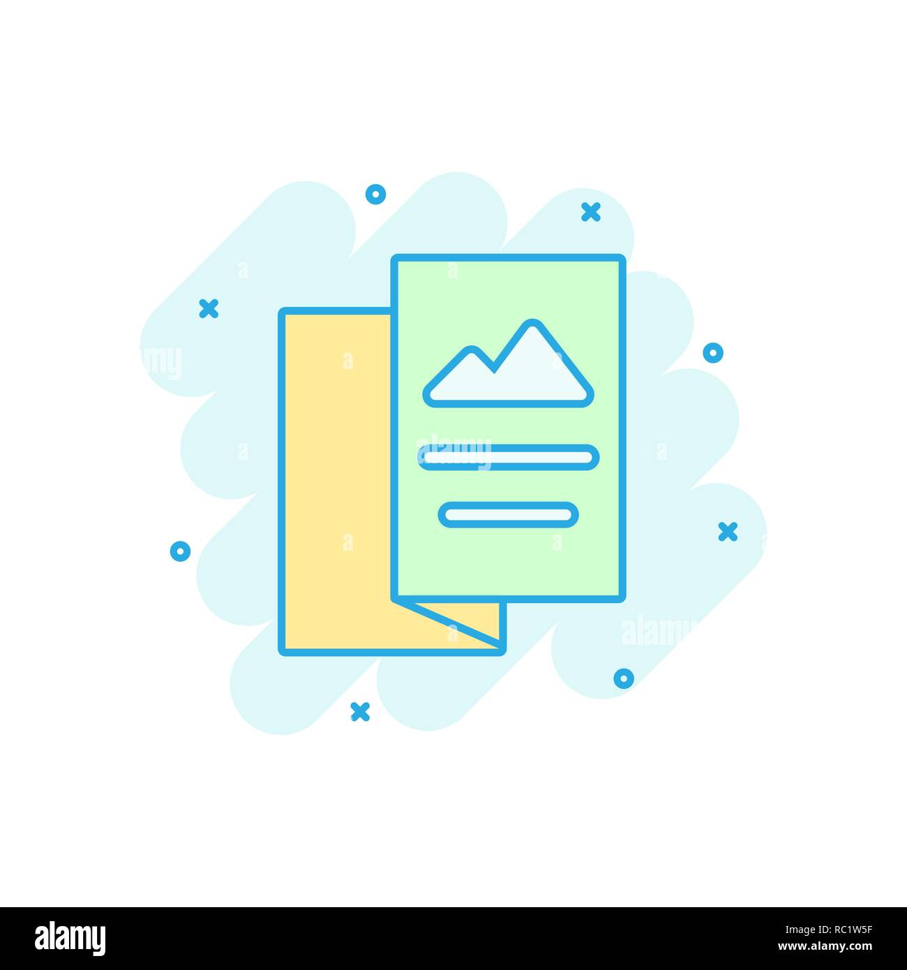 Flyer leaflet icon in comic style. Brochure sheet vector cartoon ...