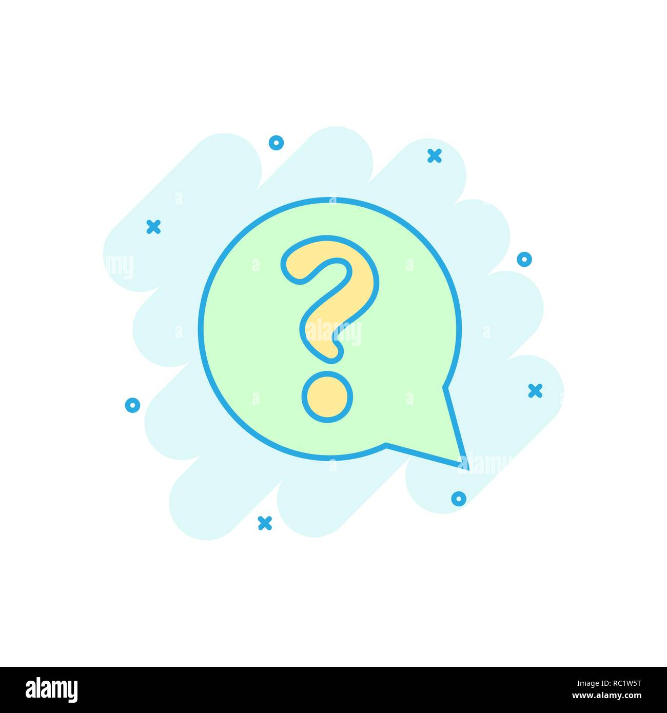 Question mark icon in comic style. Discussion speech bubble vector ...