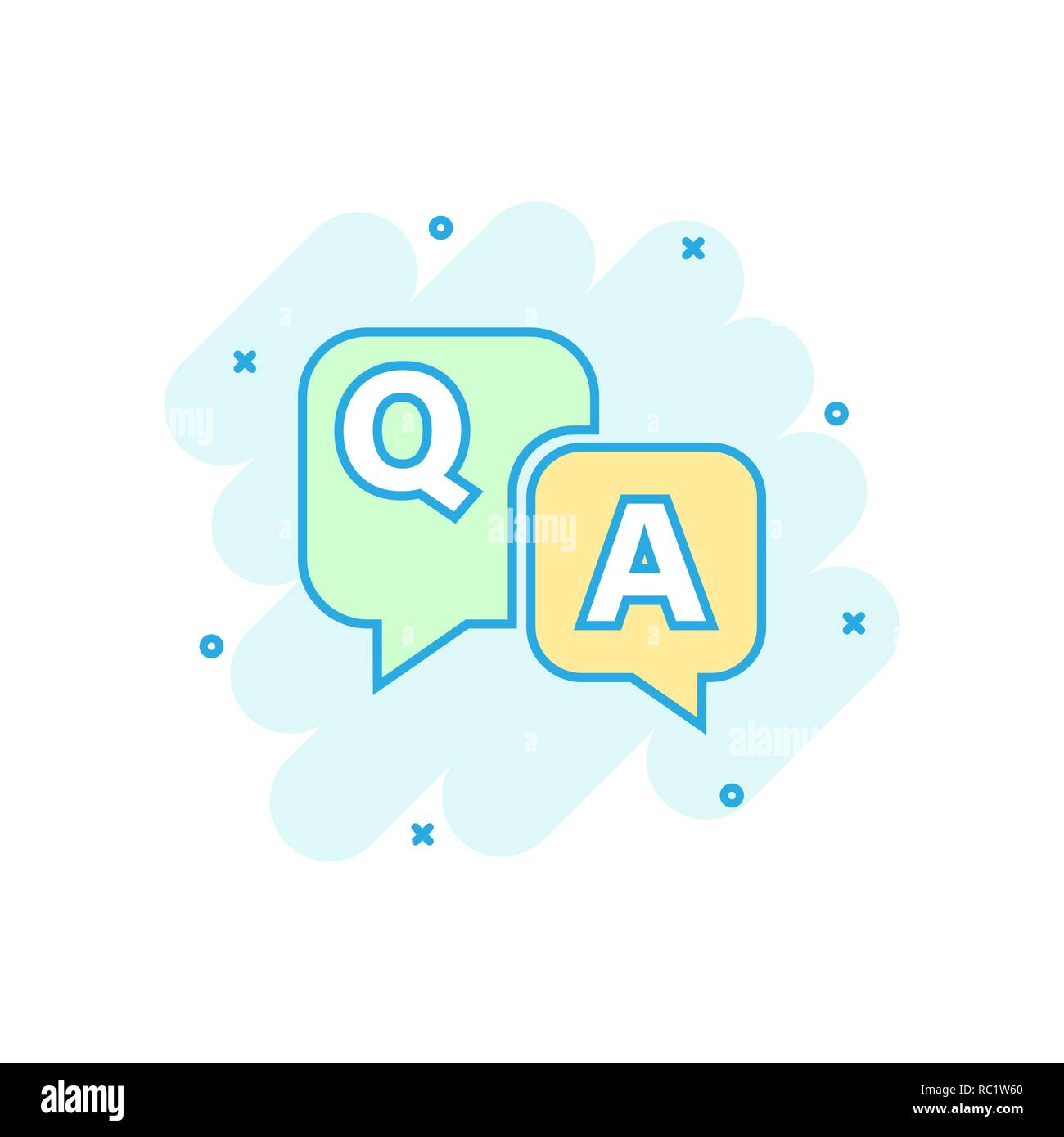 Question and answer icon in comic style. Discussion speech bubble ...