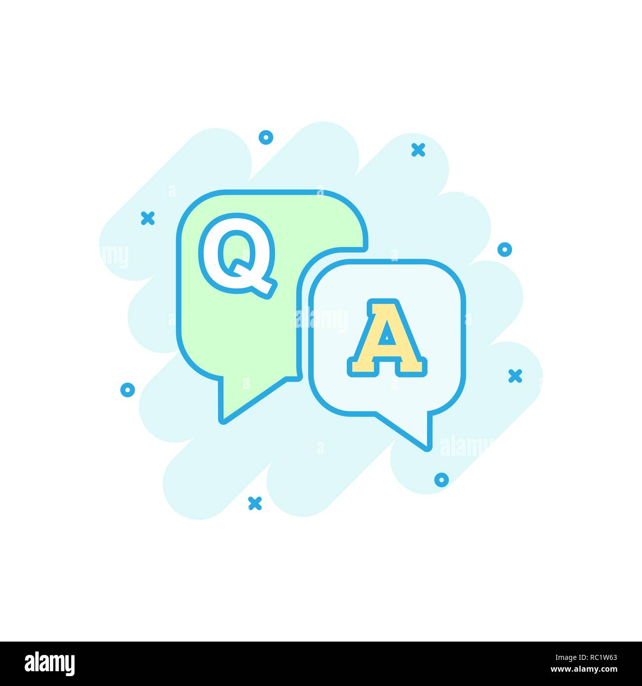 Question and answer icon in comic style. Discussion speech bubble ...