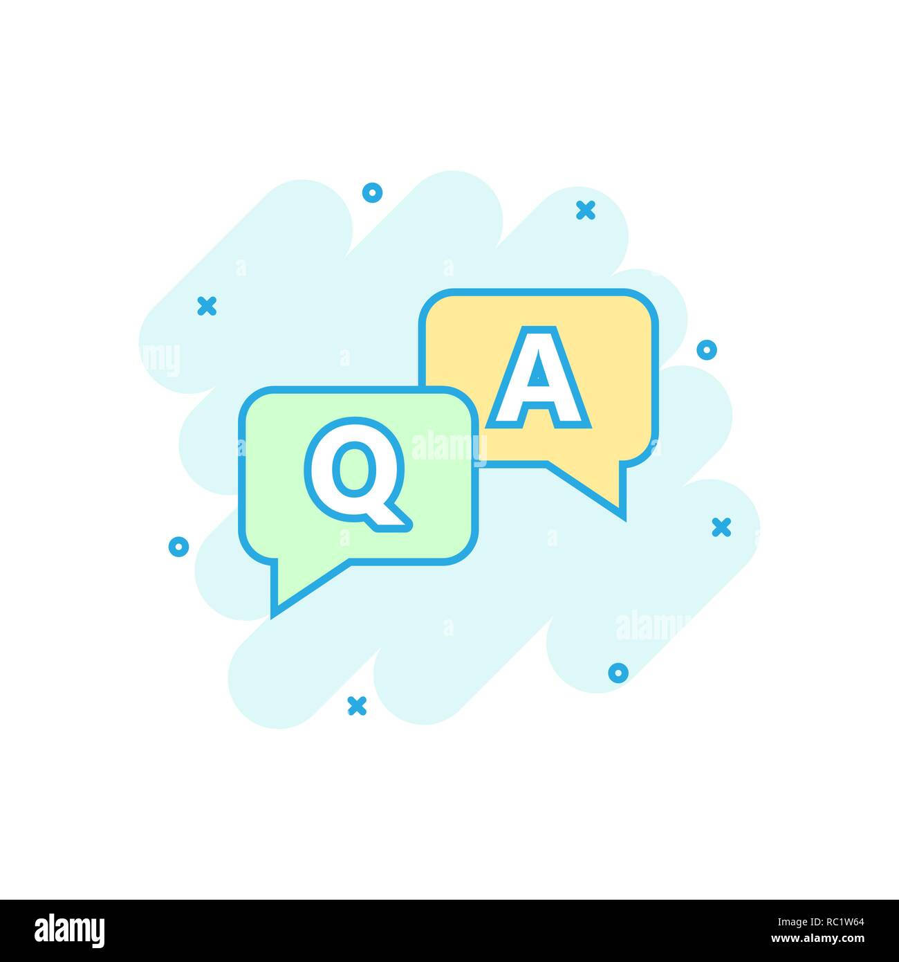 Question and answer icon in comic style. Discussion speech bubble ...