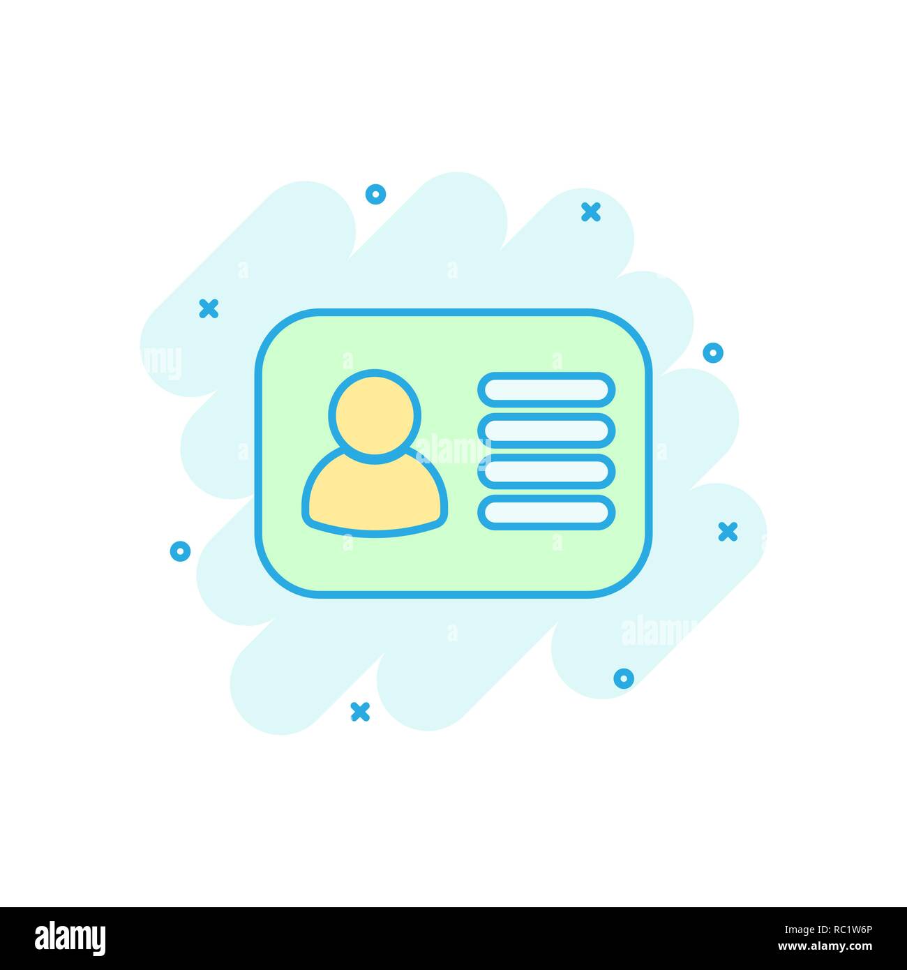 Id card icon in comic style. Identity badge vector cartoon illustration ...