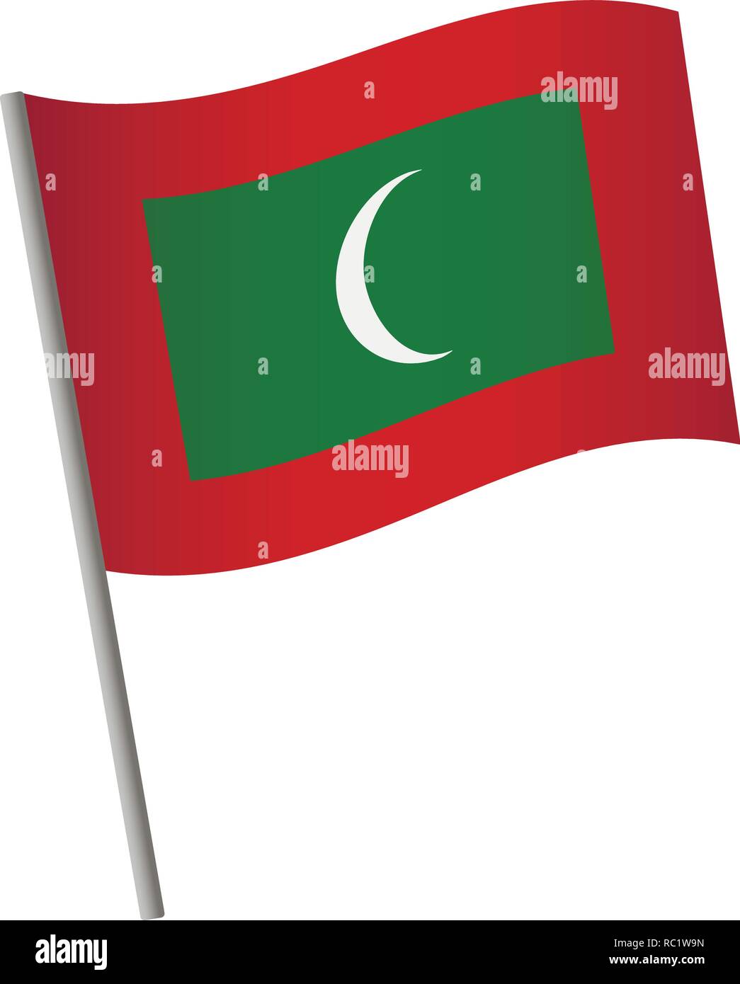 Maldives flag icon. National flag of Maldives on a pole vector ...