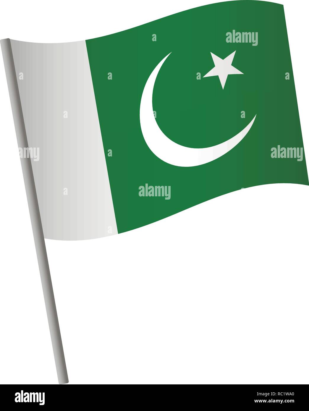 Pakistan flag icon. National flag of Pakistan on a pole vector ...