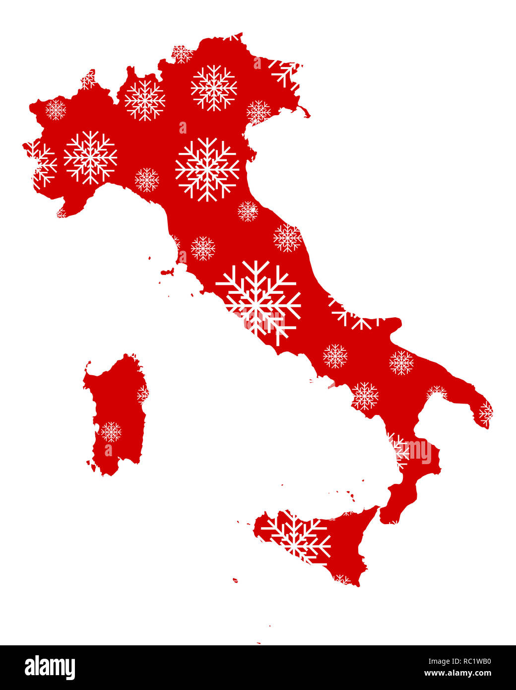 Map of Italy with snowflakes Stock Photo - Alamy