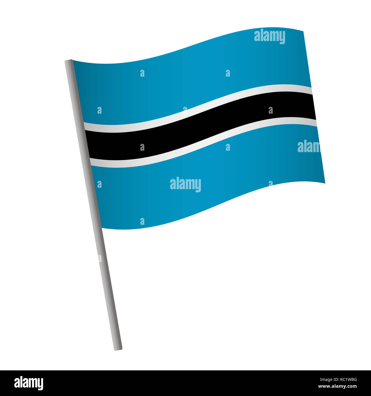 Botswana flag icon. National flag of Botswana on a pole illustration ...
