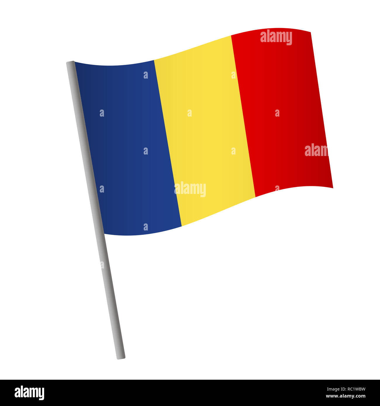 Chad flag icon. National flag of Chad on a pole illustration Stock ...