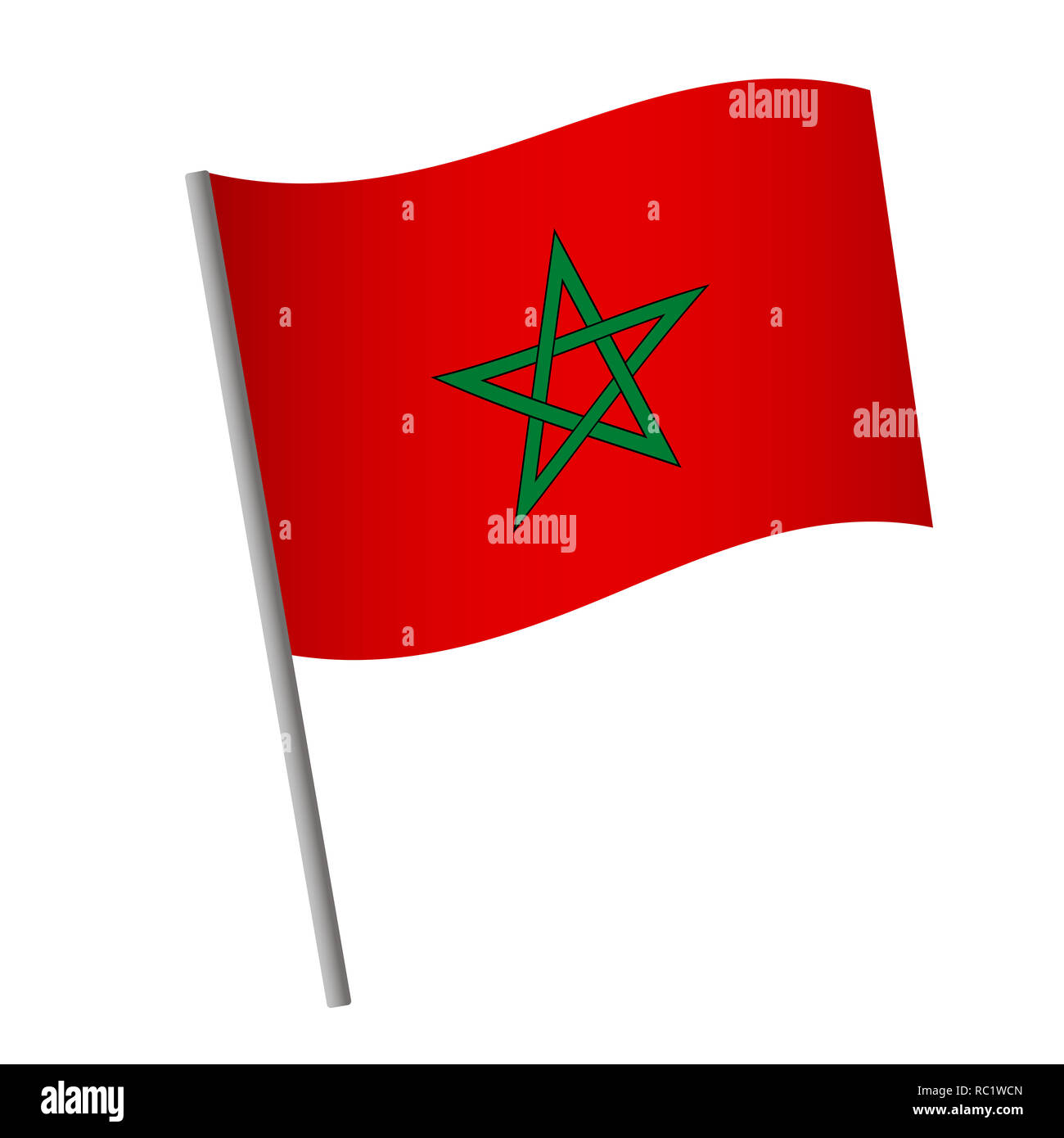 Morocco flag icon. National flag of Morocco on a pole illustration ...