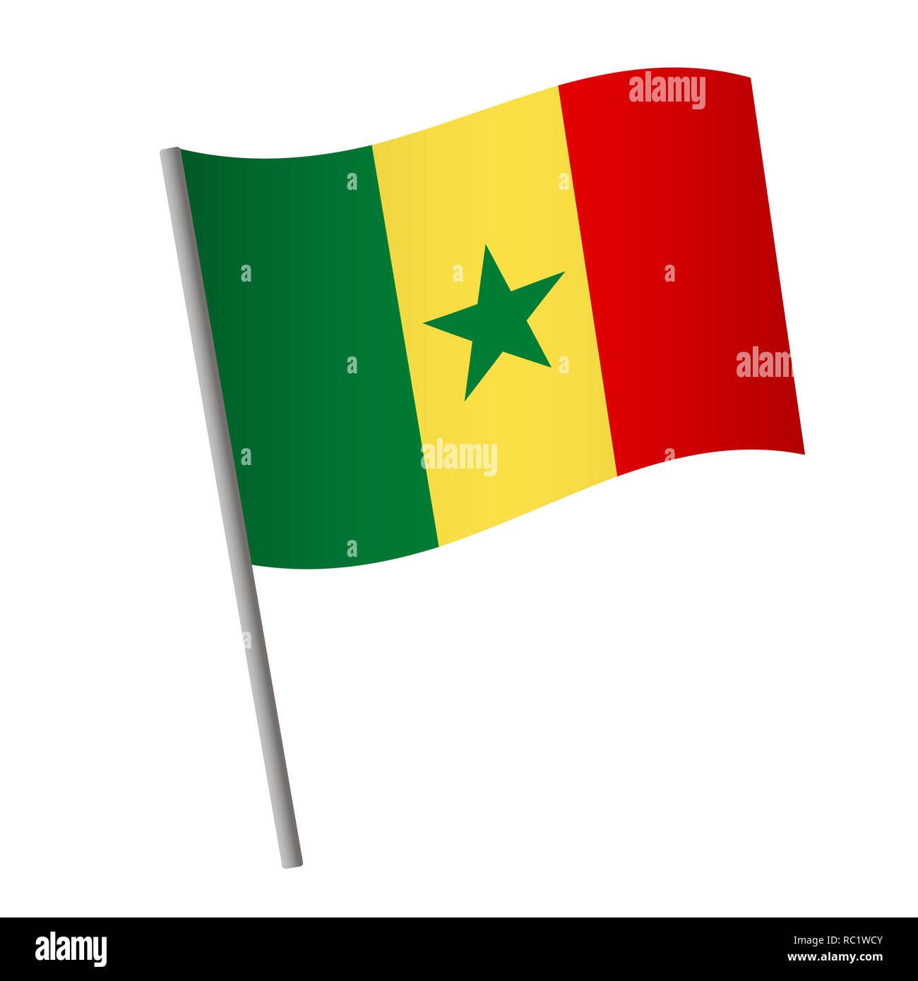 Senegal flag icon. National flag of Senegal on a pole illustration ...