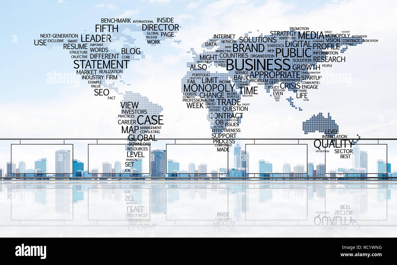 Concept of global communication and networking with world map over ...