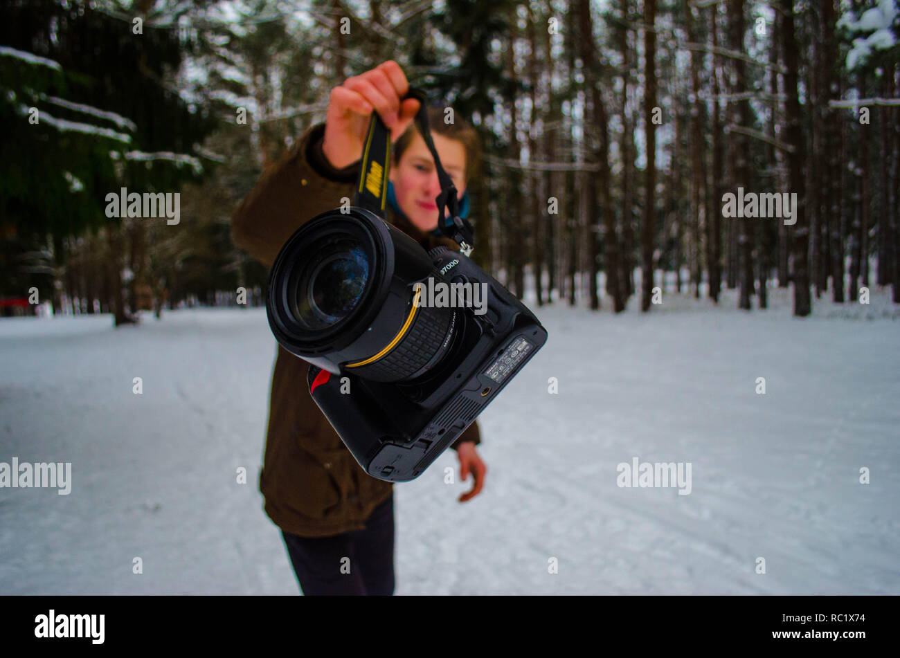 Photographer, who likes make crazy photos Stock Photo - Alamy