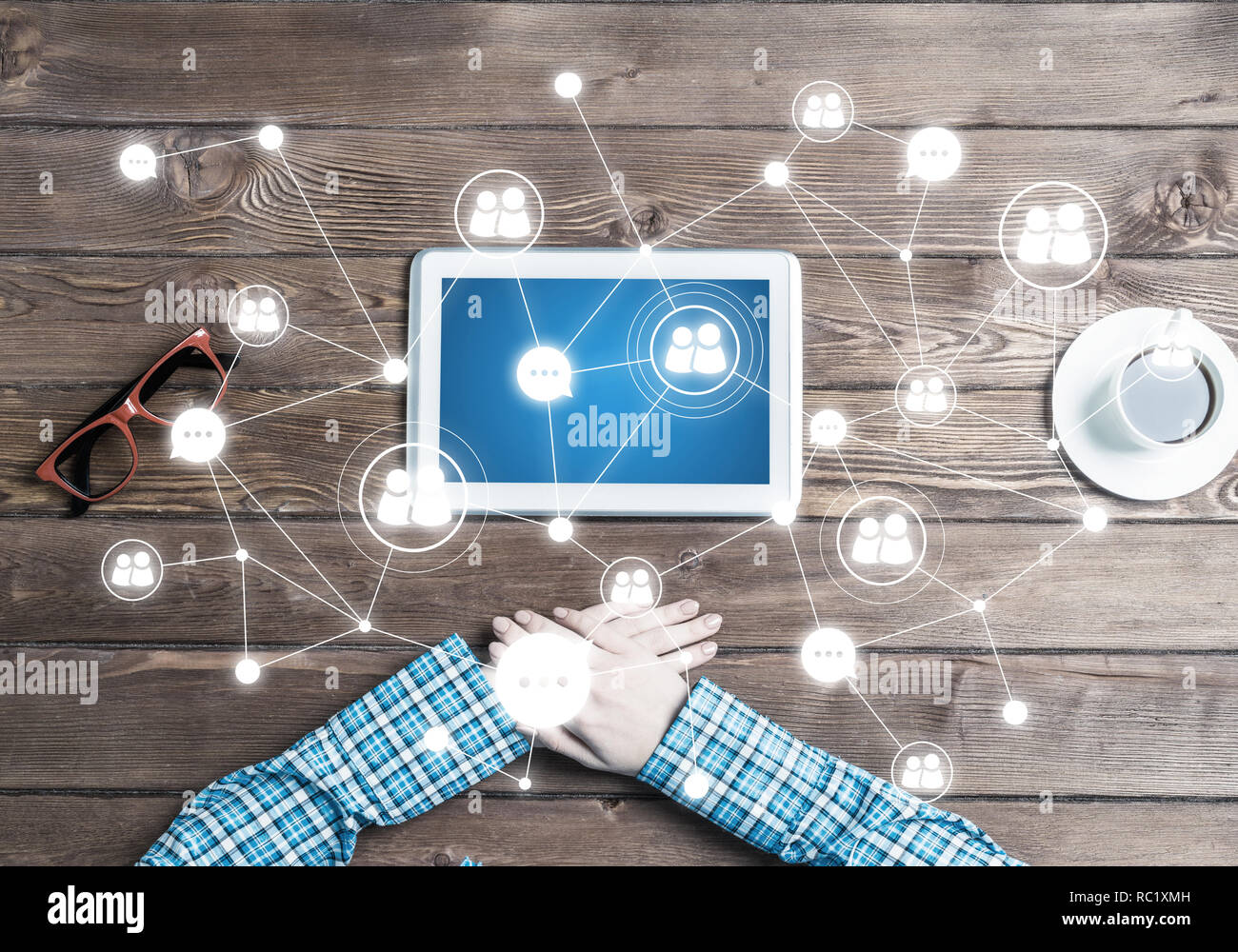 Concept of social communication and networking with social connection ...