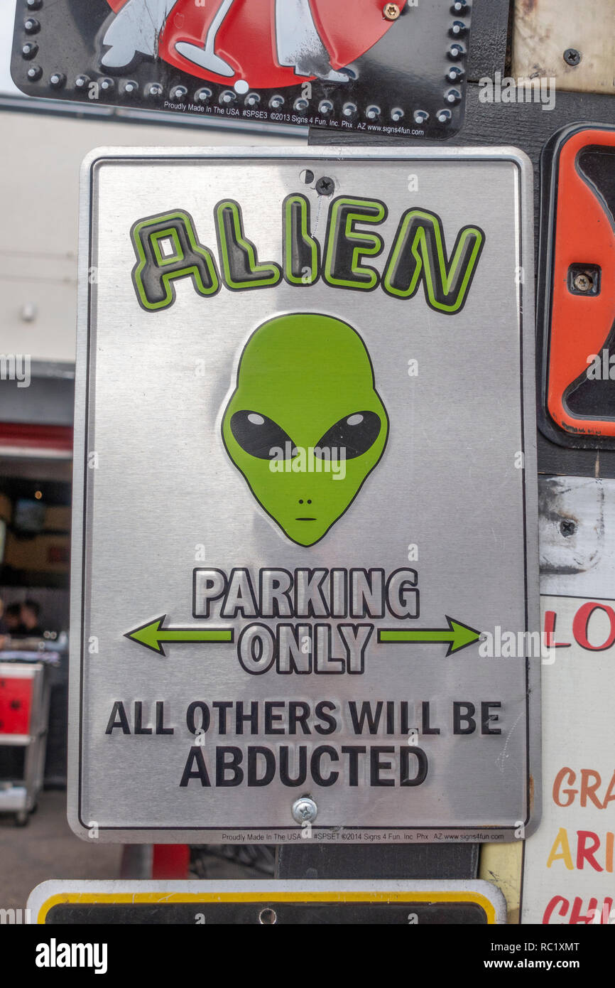 Amusing "Alien Parking Only" sign on display Williams, known as the ...