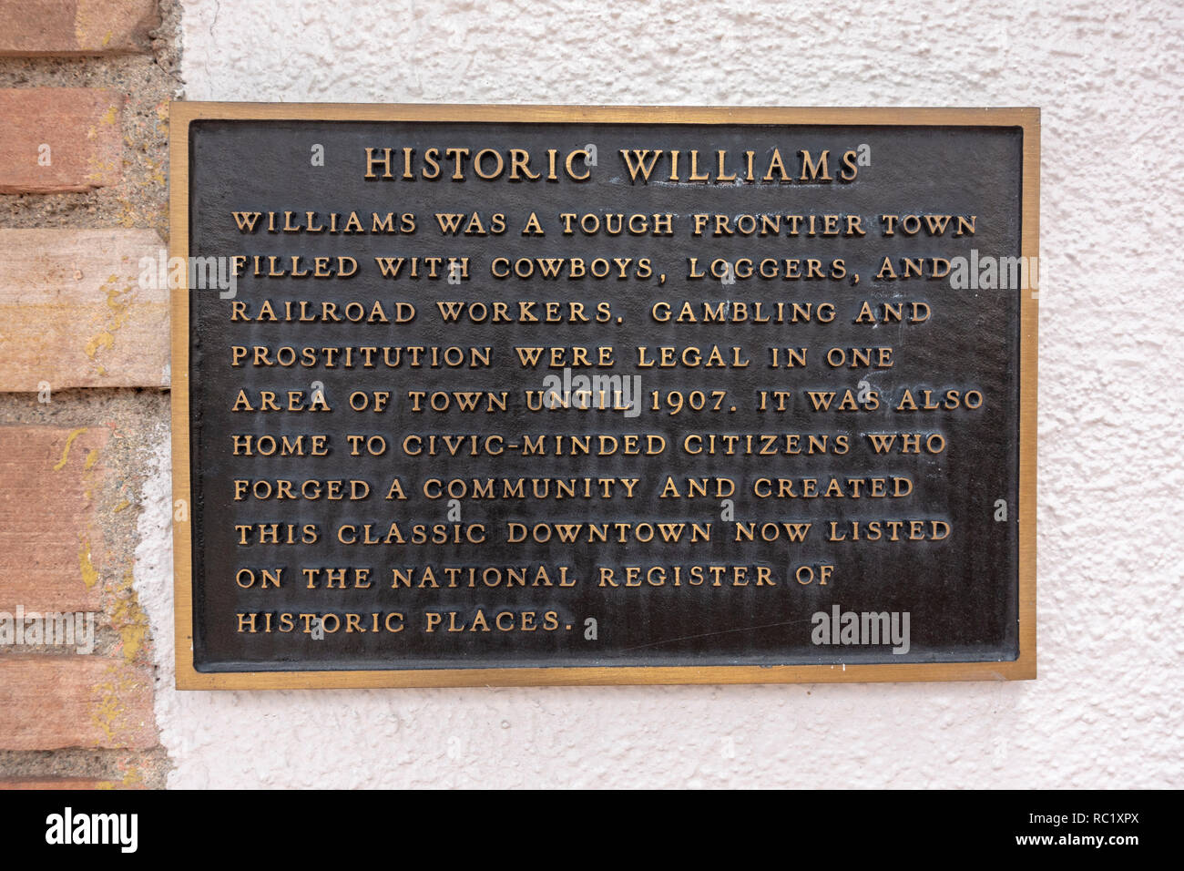 Plaque commemorating historic Williams, known as the gateway to Grand ...