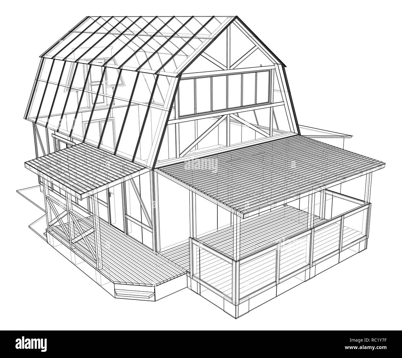 Private House Sketch Vector Rendering Of 3d Stock Vector Image And Art Alamy