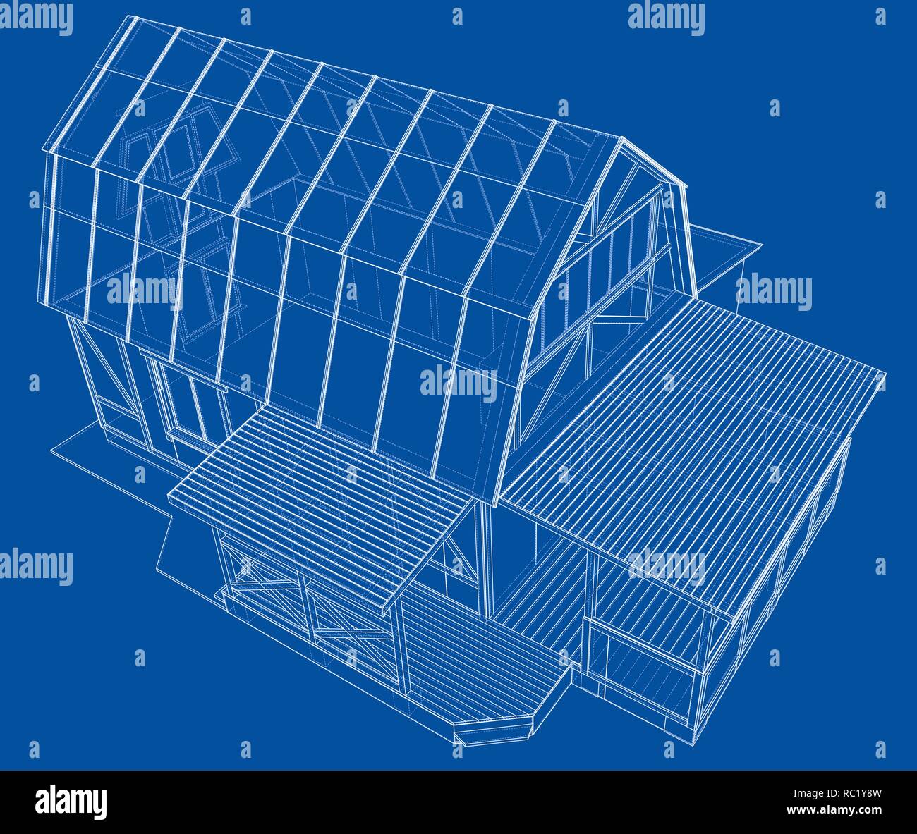 Private House Sketch Vector Rendering Of 3d Stock Vector Image And Art Alamy