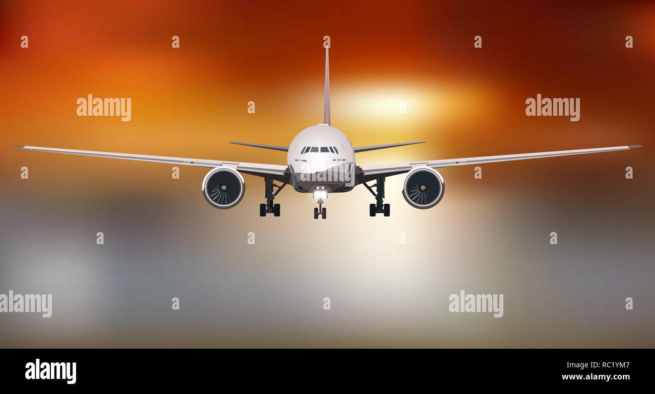 Airplane flying dramatic sunset sky Stock Vector Images - Alamy