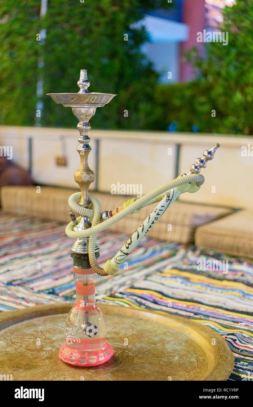 hookah in the restaurant, hookah elements on the background of a blurry ...