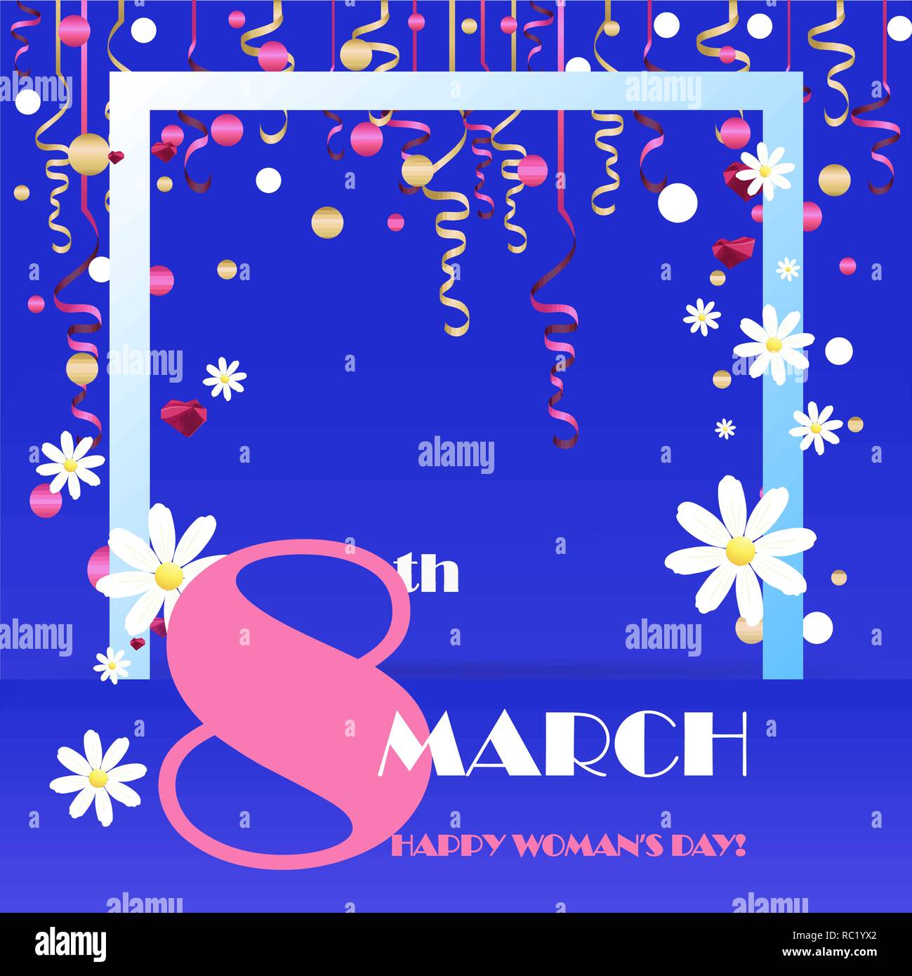 Trendy Design Template 8 March. Neon blue, sky blue greeting card ...