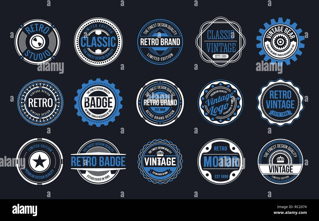 15 Retro Vintage Badges Design Collection. Vector illustration Stock ...