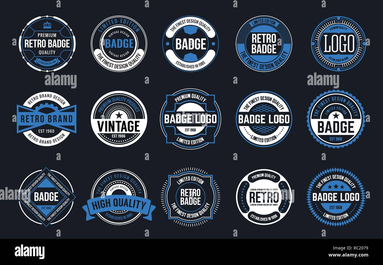 15 Retro Vintage Badges Design Collection. Vector illustration Stock ...