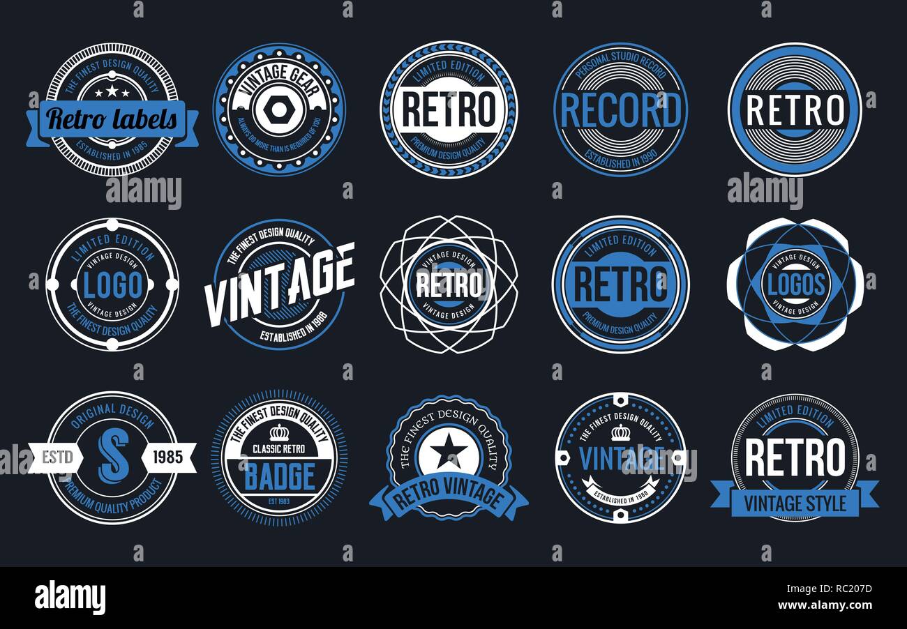 15 Retro Vintage Badges Design Collection. Vector illustration Stock ...