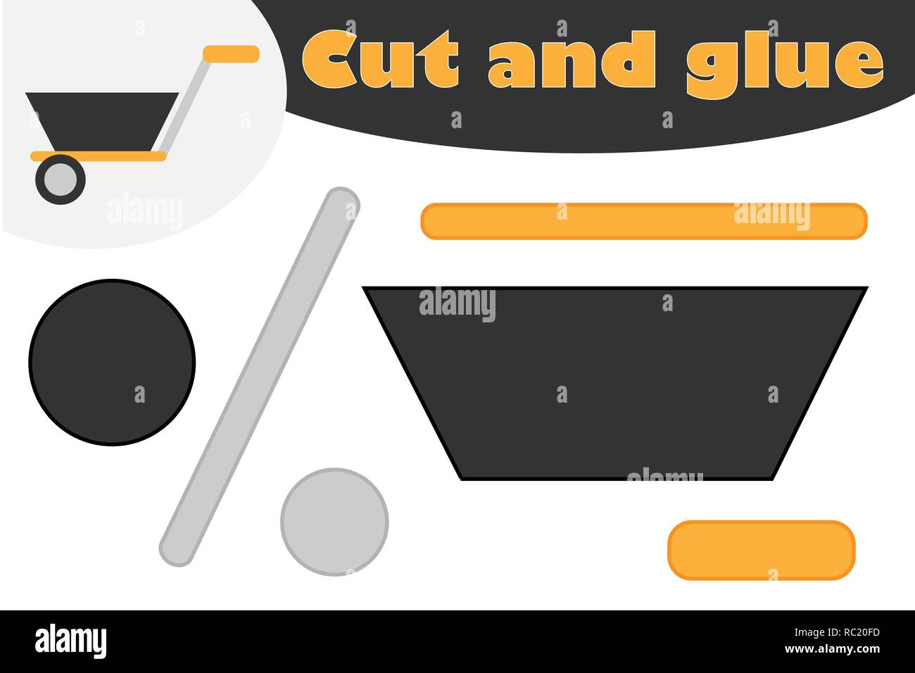 Wheelbarrow in cartoon style, education game for the development of ...