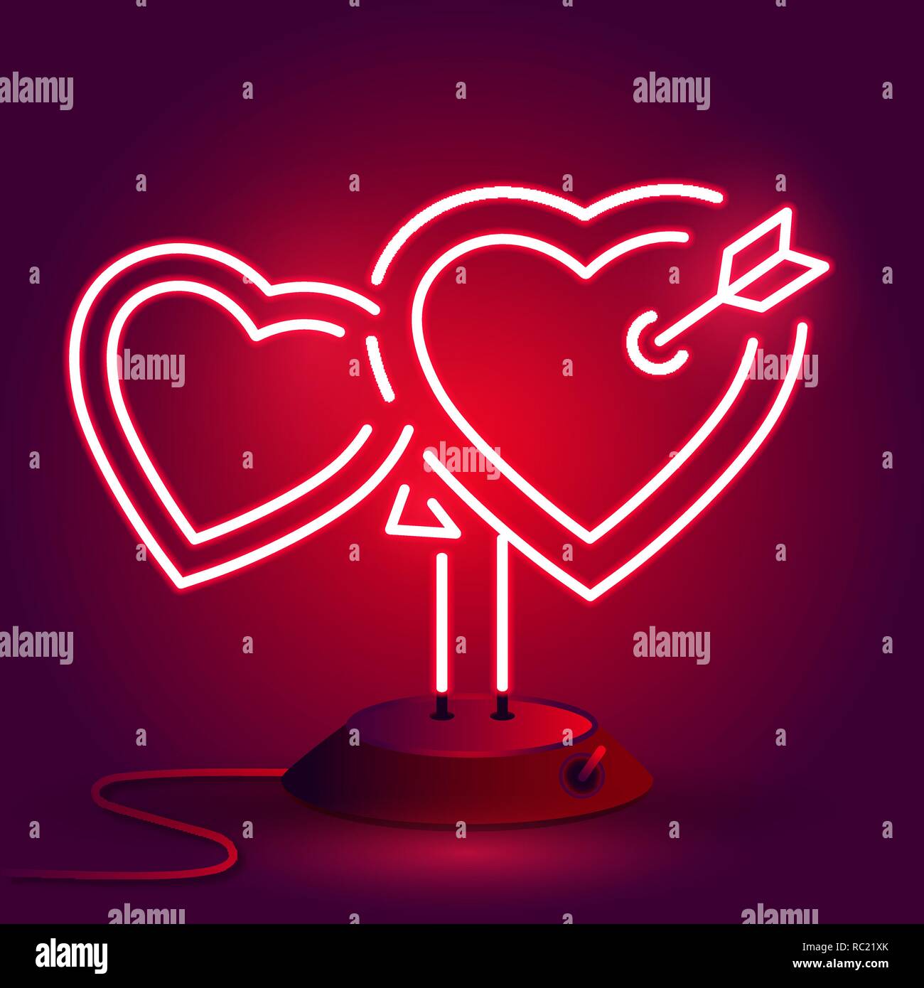 Bright Heart. Neon Sign. Retro Neon Heart Sign. Design Element For ...