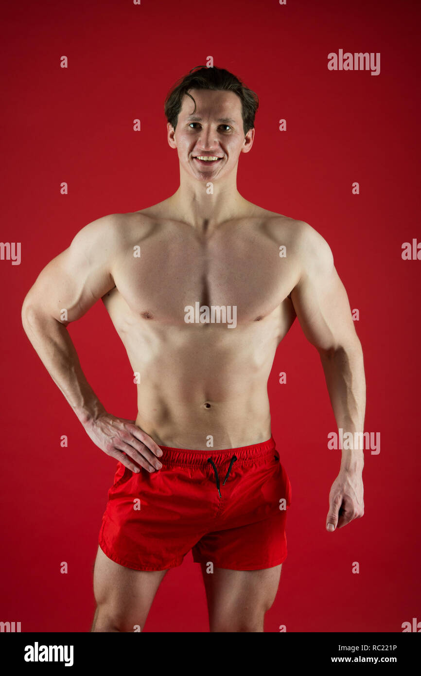 Macho handsome with muscular torso. Attractive guy muscular chest ...