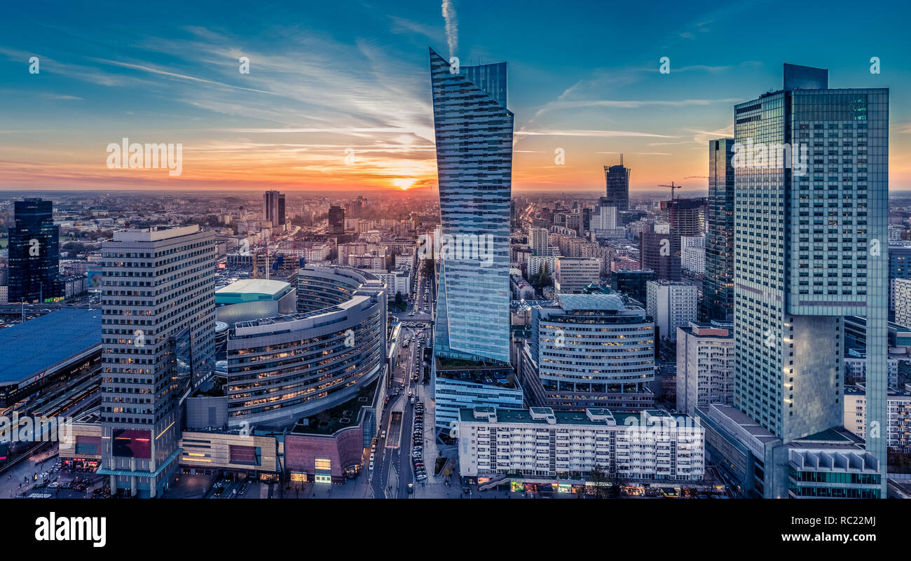 Warsaw sunset aerial hi-res stock photography and images - Alamy