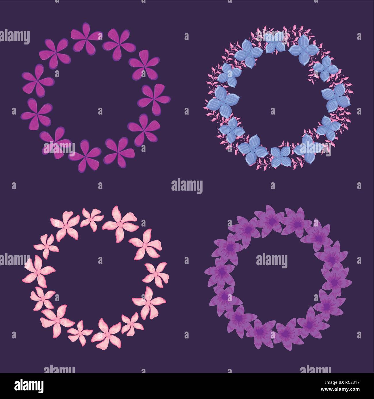 circular floral decorations frames vector illustration design Stock ...