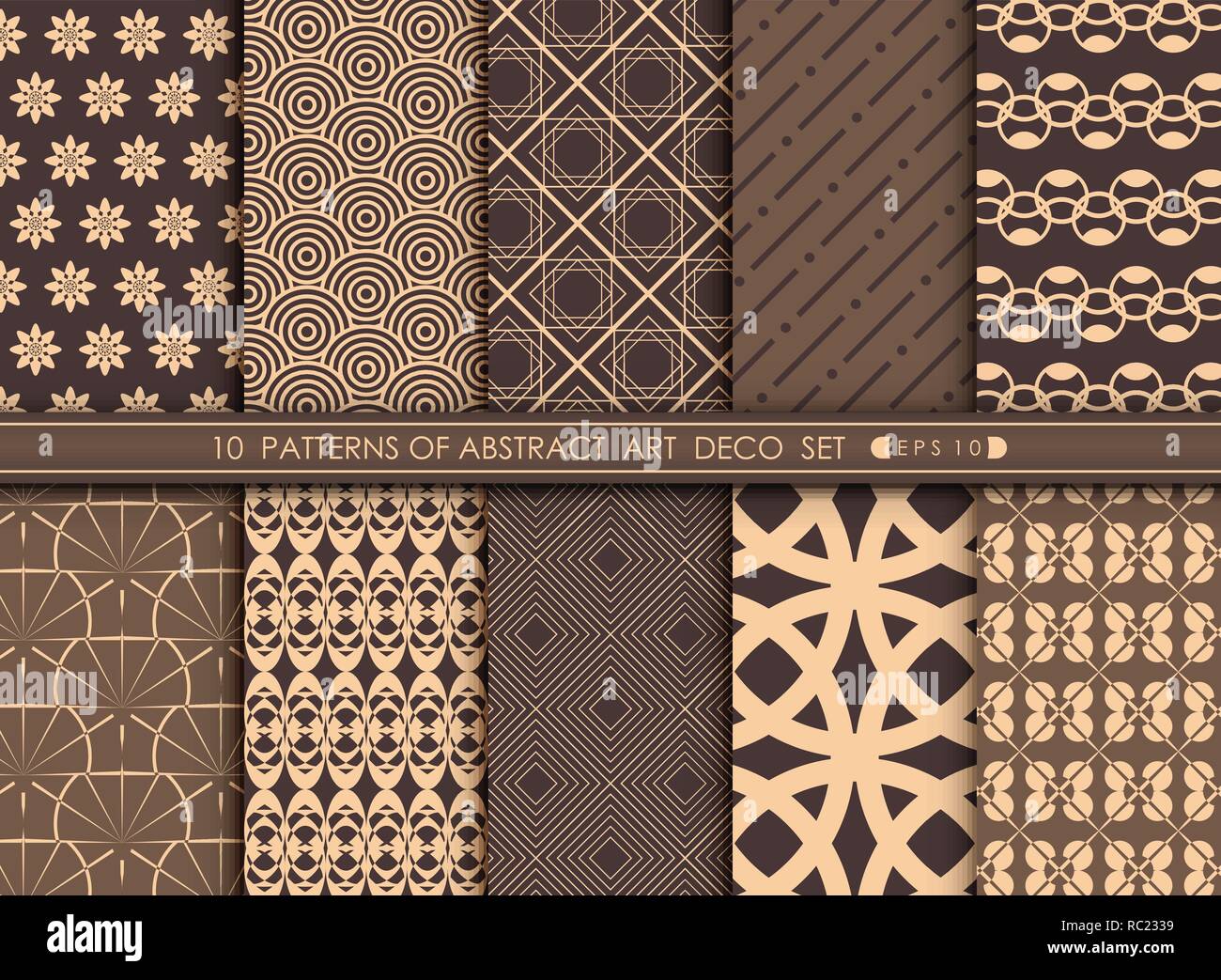 Abstract of luxary art deco pattern set background, vector eps10 Stock ...