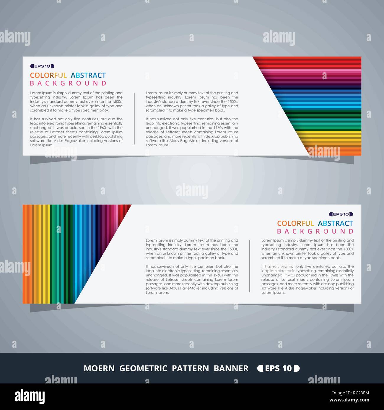 Abstract Of Colorful Stripe Lines Pattern Banner Desien With White Space Of Text Vector Eps10