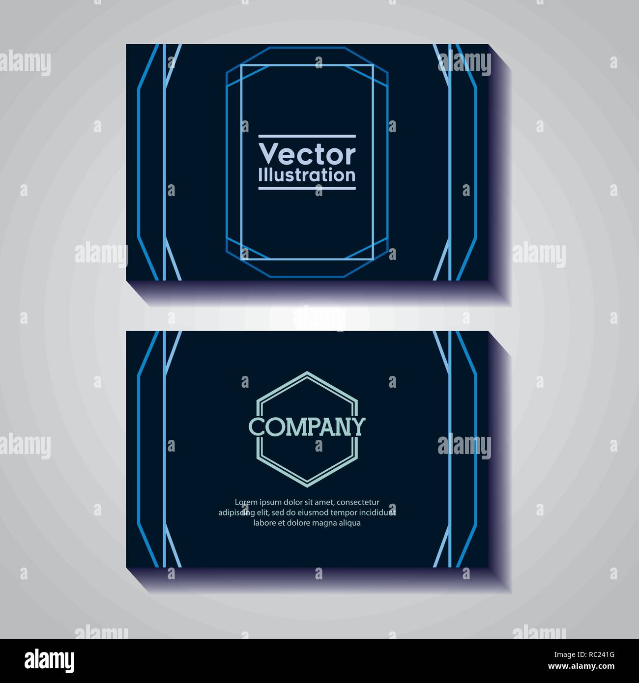 pair of business cards with lines and figures vector illustration ...