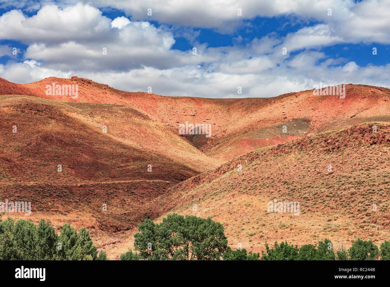 View of the desolating valley Ounila River. Beautiful Northern African ...
