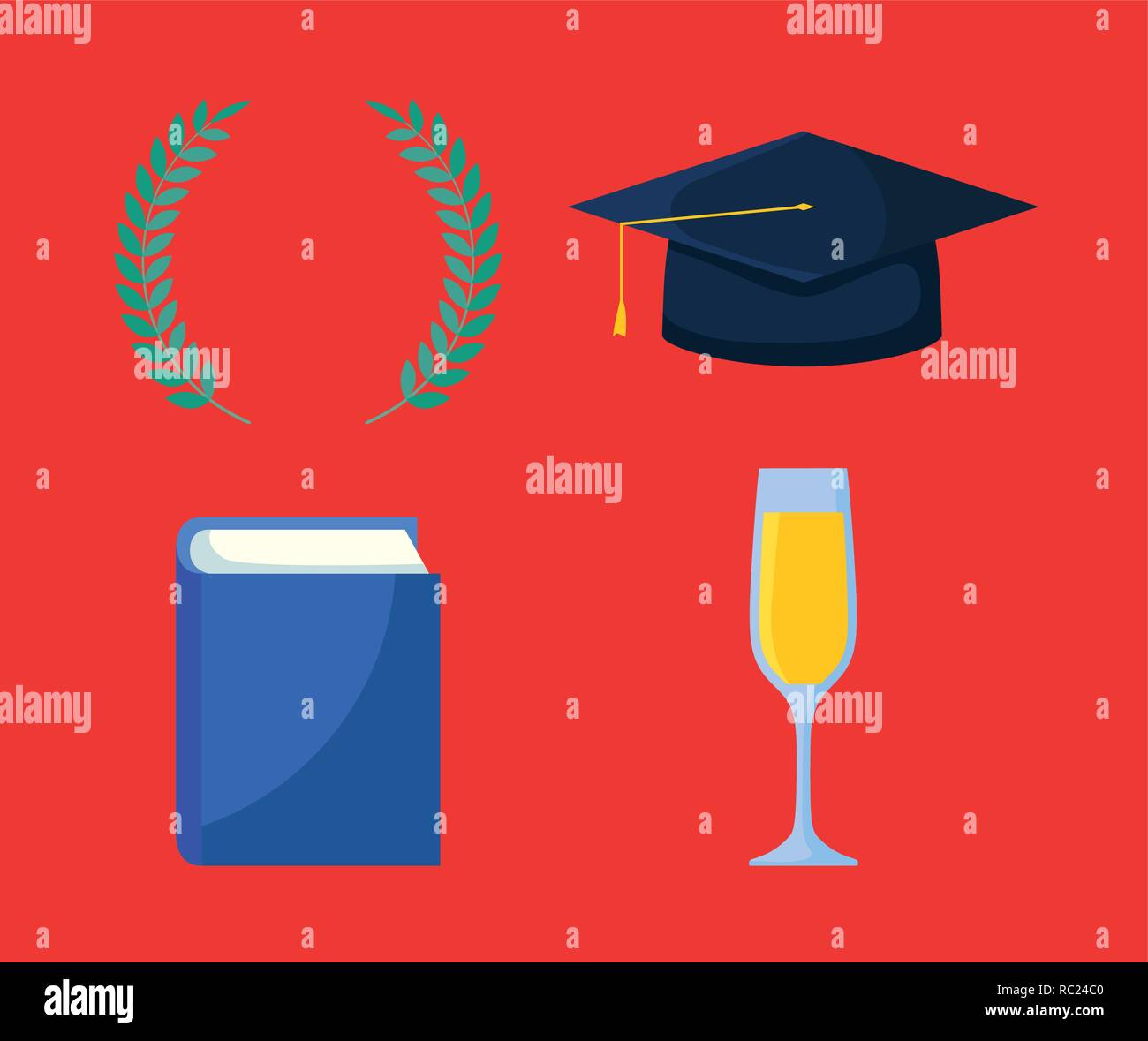 set of icons graduation celebration vector illustration design Stock ...