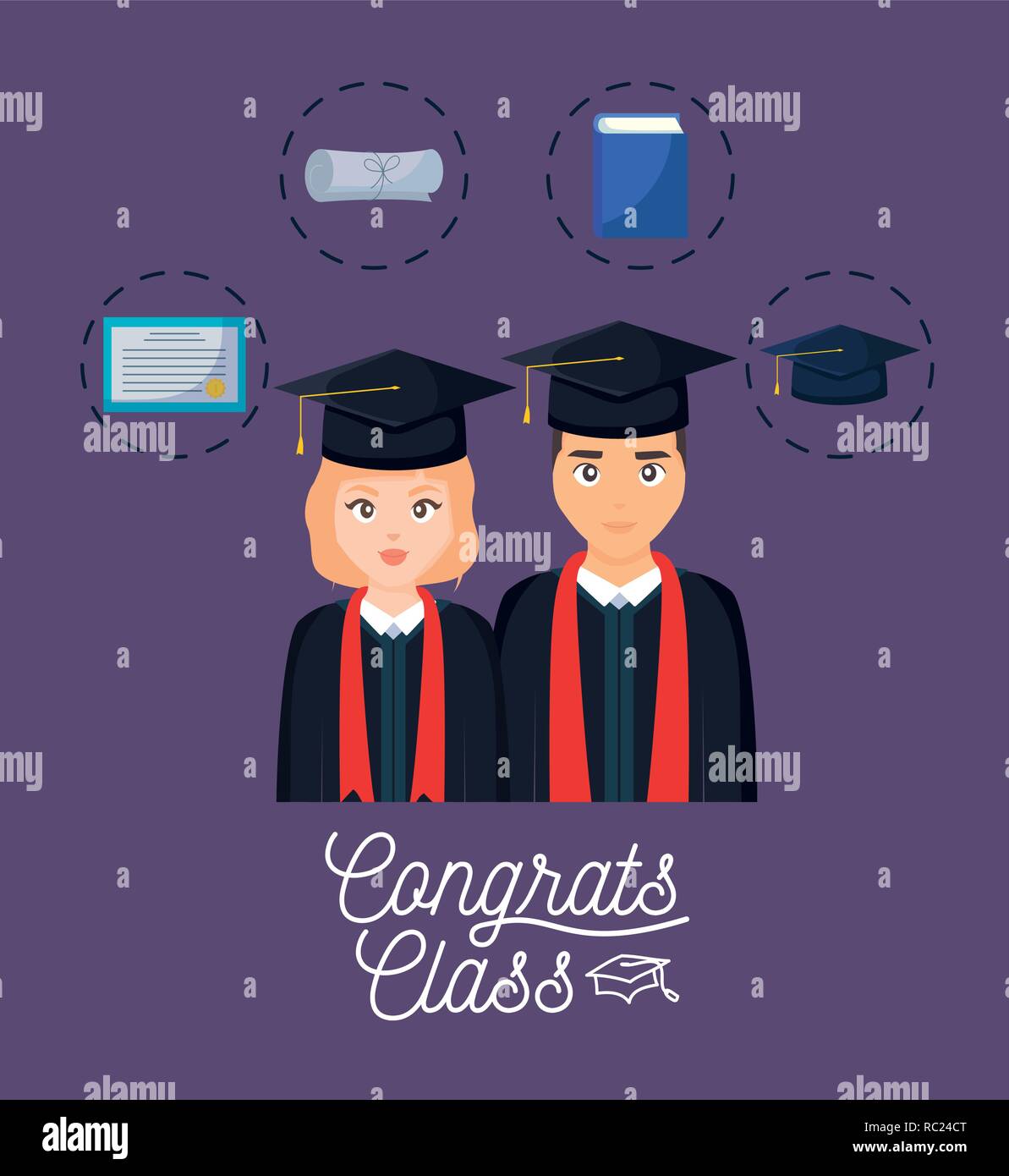 Vector illustration male female graduates hi-res stock photography and ...
