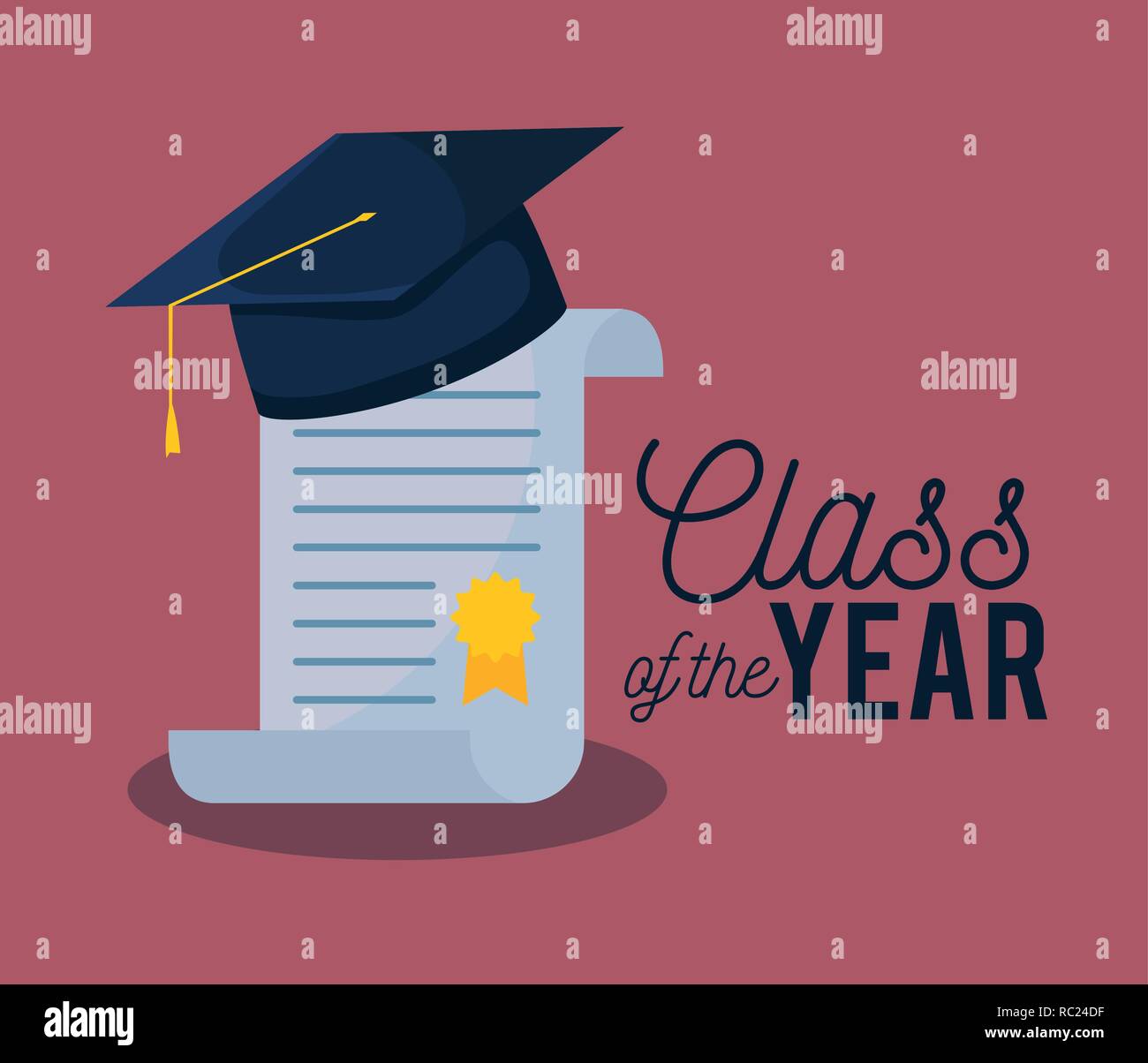 graduation class celebration card with hat and diploma vector ...