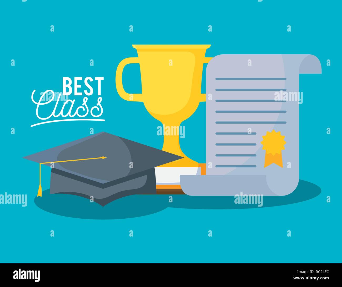 set of icons graduation celebration vector illustration design Stock ...