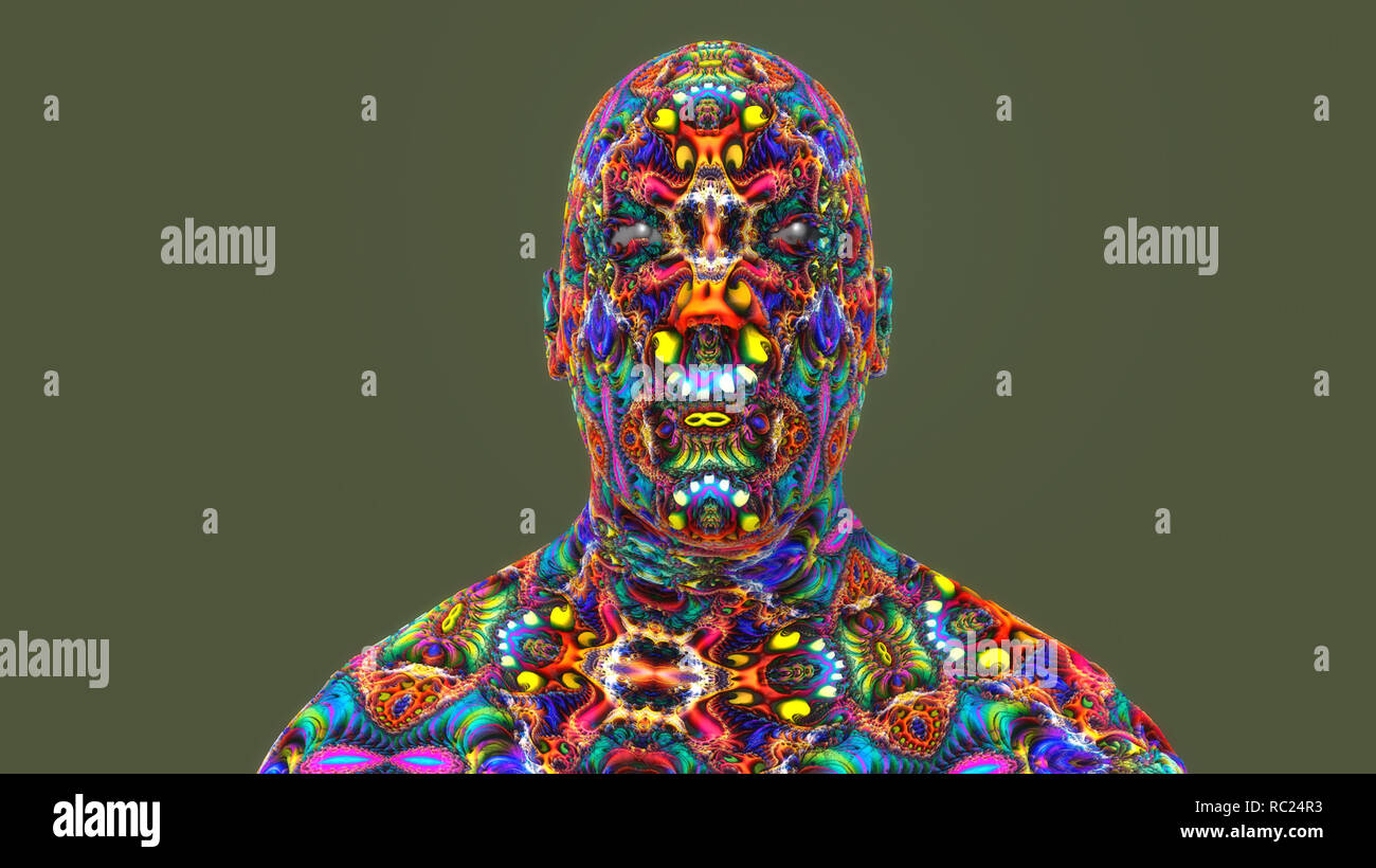 3d render. Head Human shattered portrait Stock Photo - Alamy