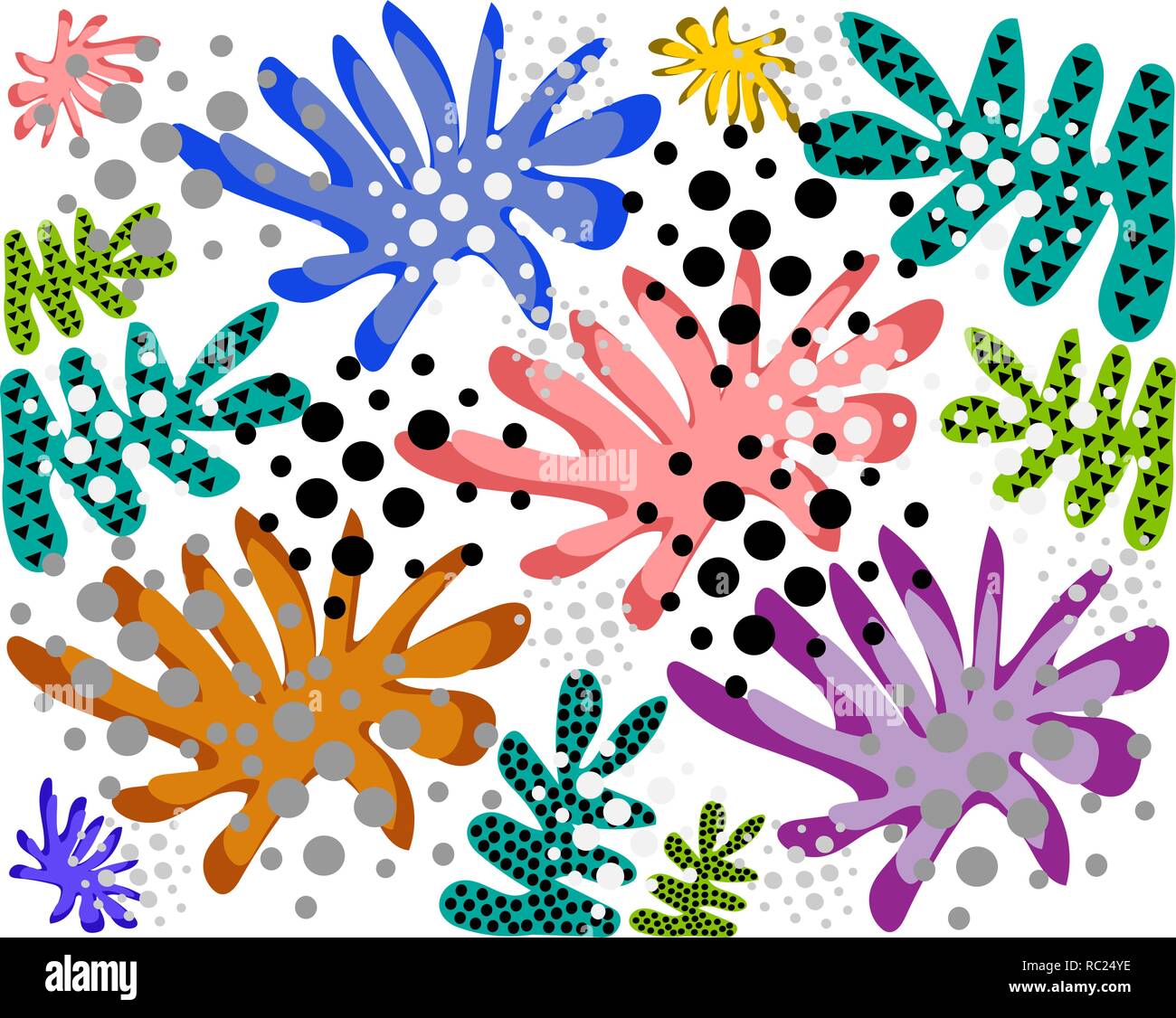 bright summer patterns of flowers and leaves Stock Vector Image & Art ...